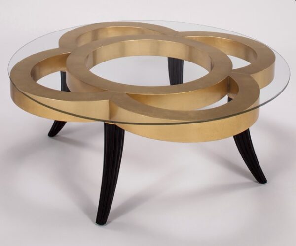 Gold Leaf Coffee Table with Glass Top – Divano Designs